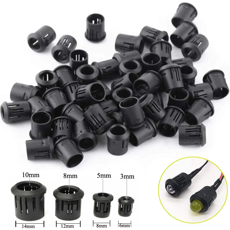 10/25/50pcs Black Plastic 3mm 5mm Lamp LED Diode Holder Black Clip ...
