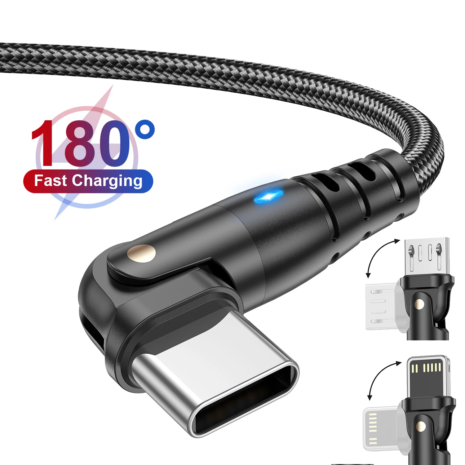 3A-USB-Type-C-Cable-180-Degree-Rotation-Elbow-Cable-for-Game-USB-Micro ...