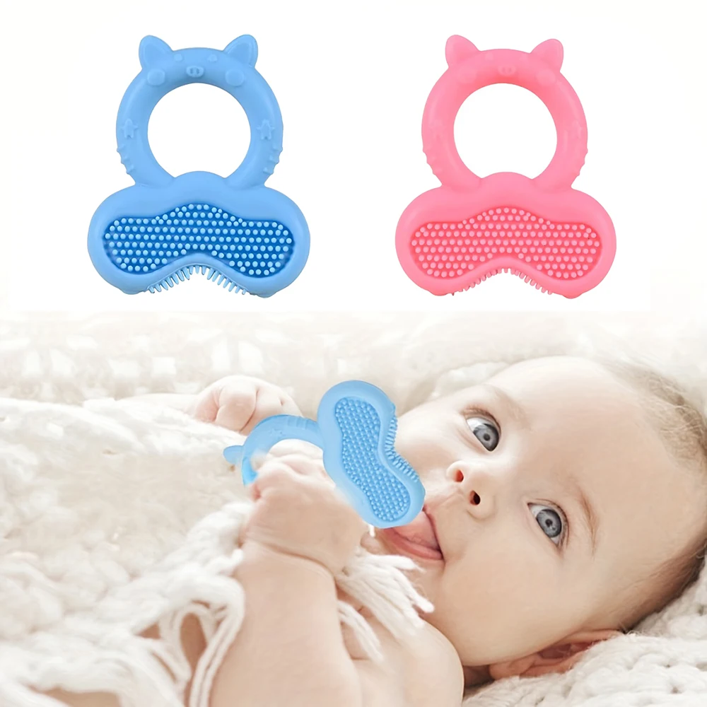 1pc Baby Teether Ring, Silicone Teething Chew Toy, Cute Animal Shape ...