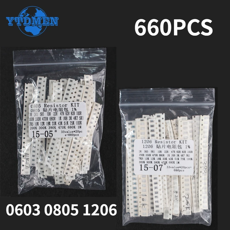 660PCS-Resistor-SMD-0603-0805-1206-1-Kit-sortido-de-resist-ncia-1-Ohm ...