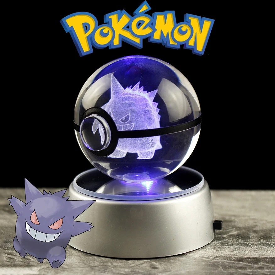 Pokemon-3D-crystal-ball-Pikachu-Gengar-Mew-Mewtwo-figure-model-glass ...