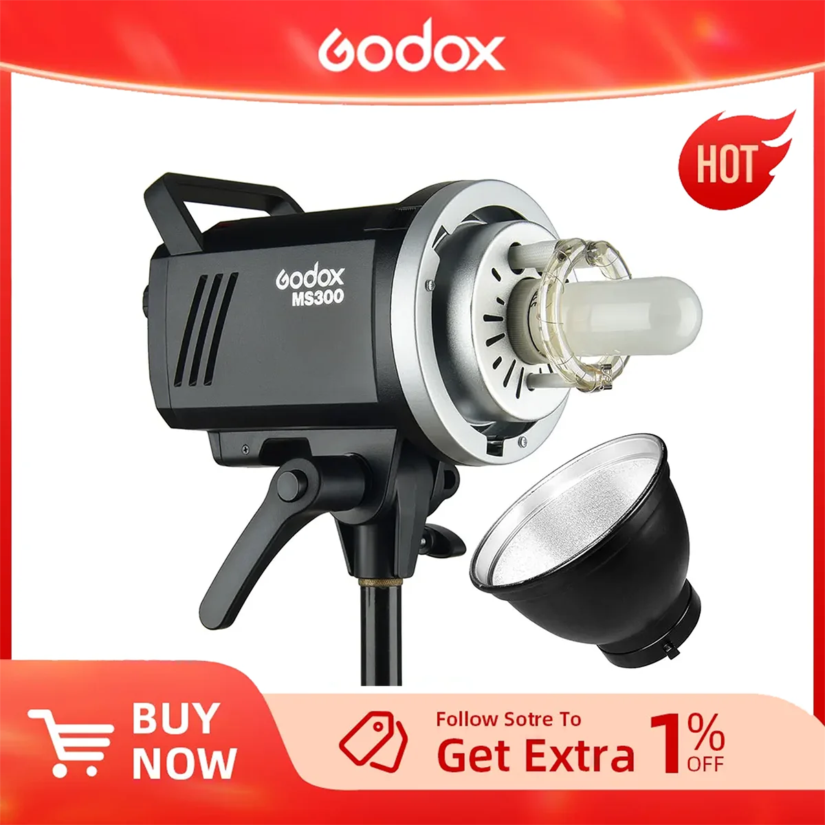 Godox 200W MS200 or 300W MS300 Studio Flash 2.4G Built-in Wireless ...