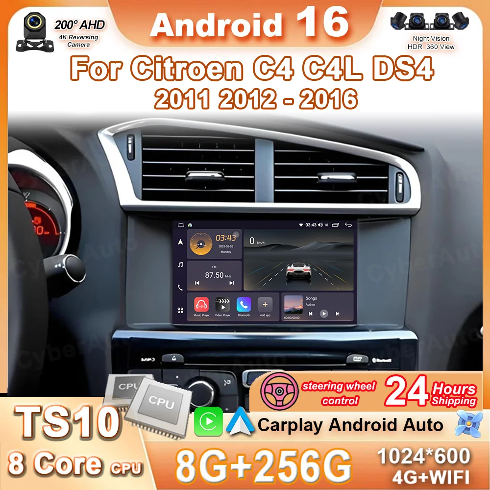 Wireless CarPlay Android Auto For Citroen C4 C4L DS4 2011 2012 - 2016 ...