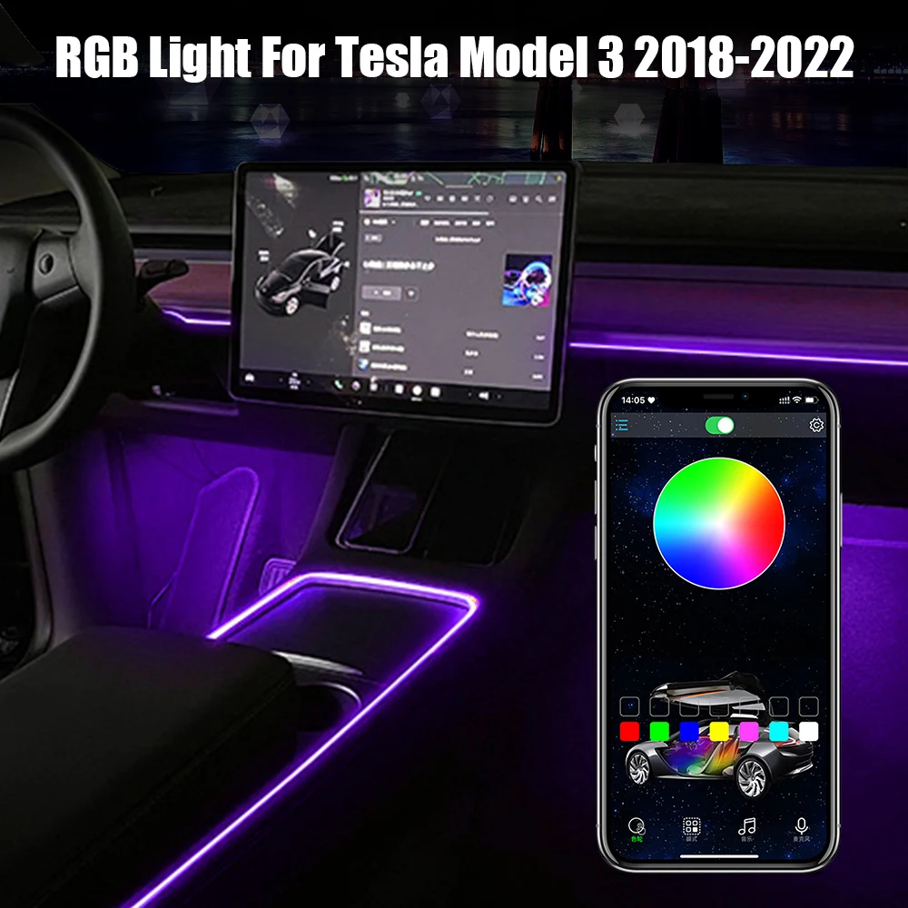 64 cores bluetooth rgb luzes do carro led tiras footlight painel ...