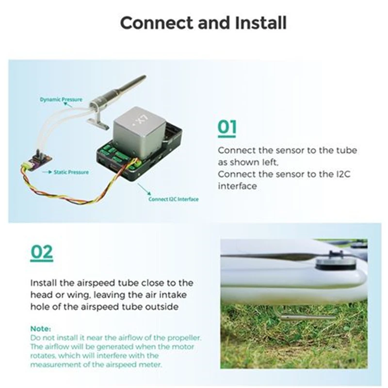 CUAV MS5525 Airspeed Sensor Pixhawk With Pitot Tube 0.84pa Digital ...