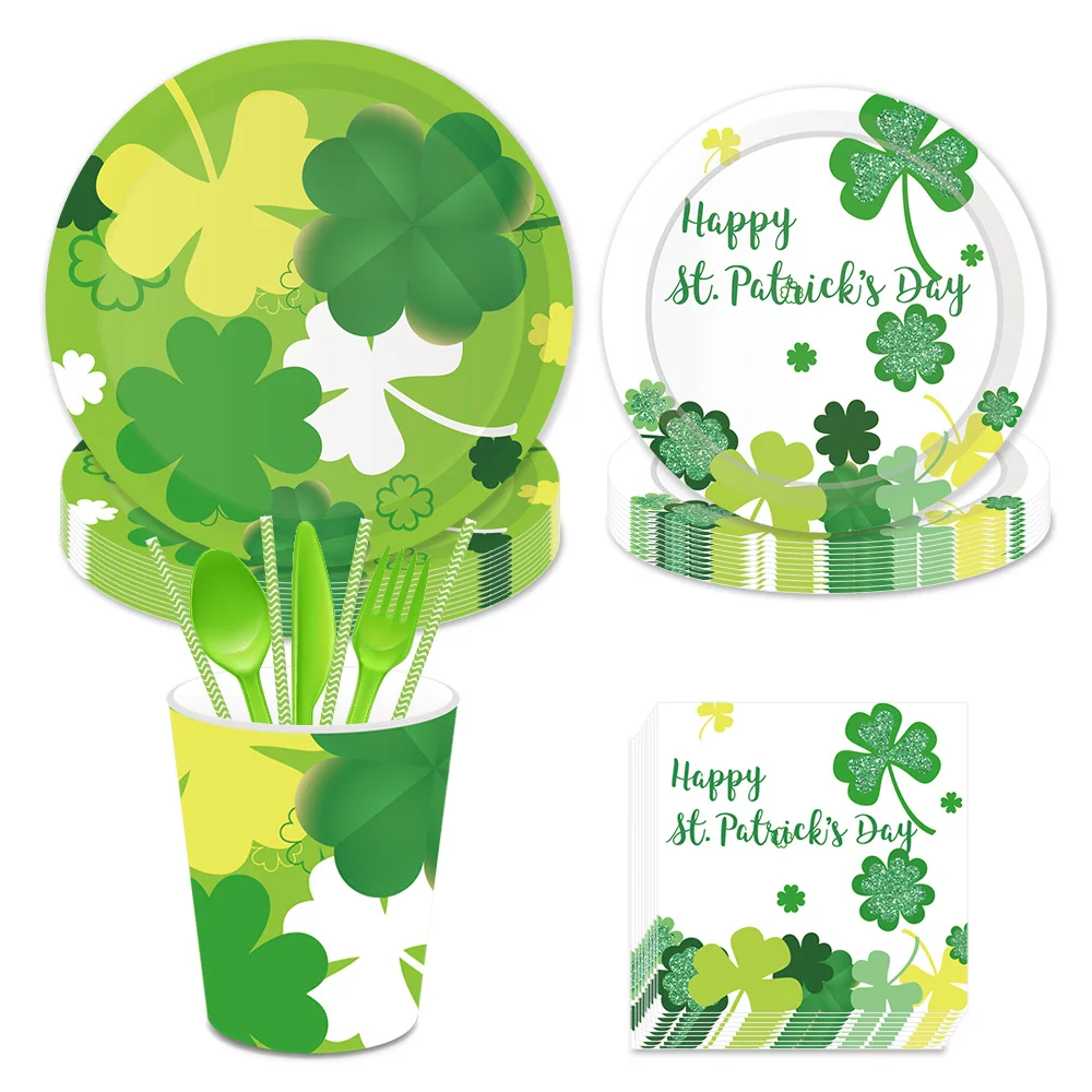 Irish-Pattern-St-Patrick-s-Day-Lucky-Four-leaf-Clover-Theme-Party ...