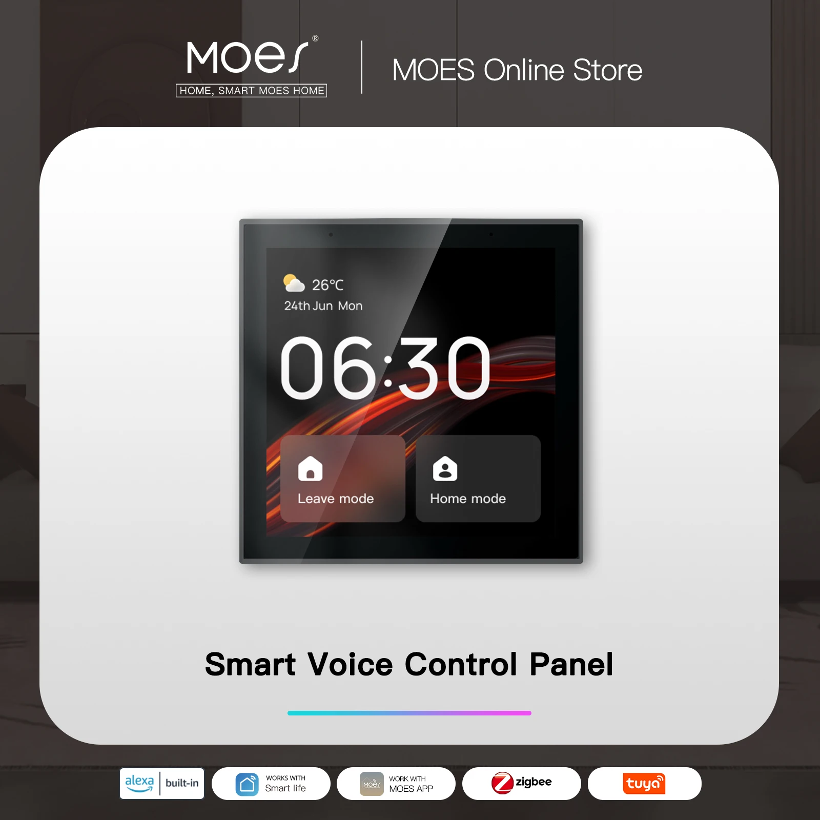 Moes tuya wifi touch center painel de controle alexa built in controle ...