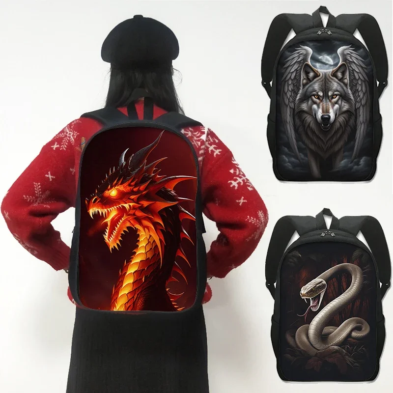 Fantasy-Magic-Dragon-Backpack-Dark-Creatures-Wolf-Snake-School-Bags-for ...