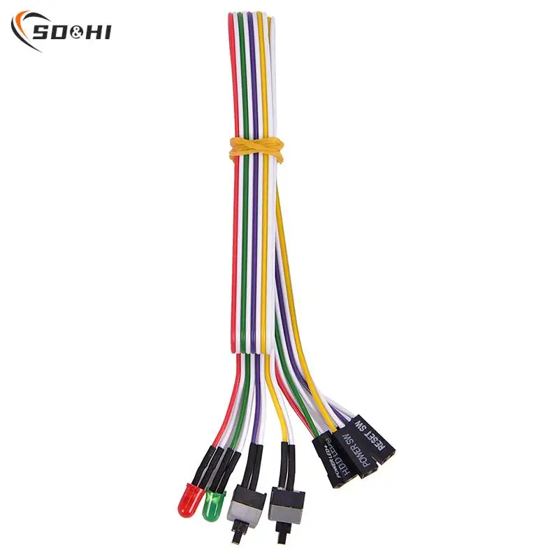 1PCS-ATX-PC-Compute-Motherboard-Power-Cable-2-Switch-On-Off-Reset-w-LED ...