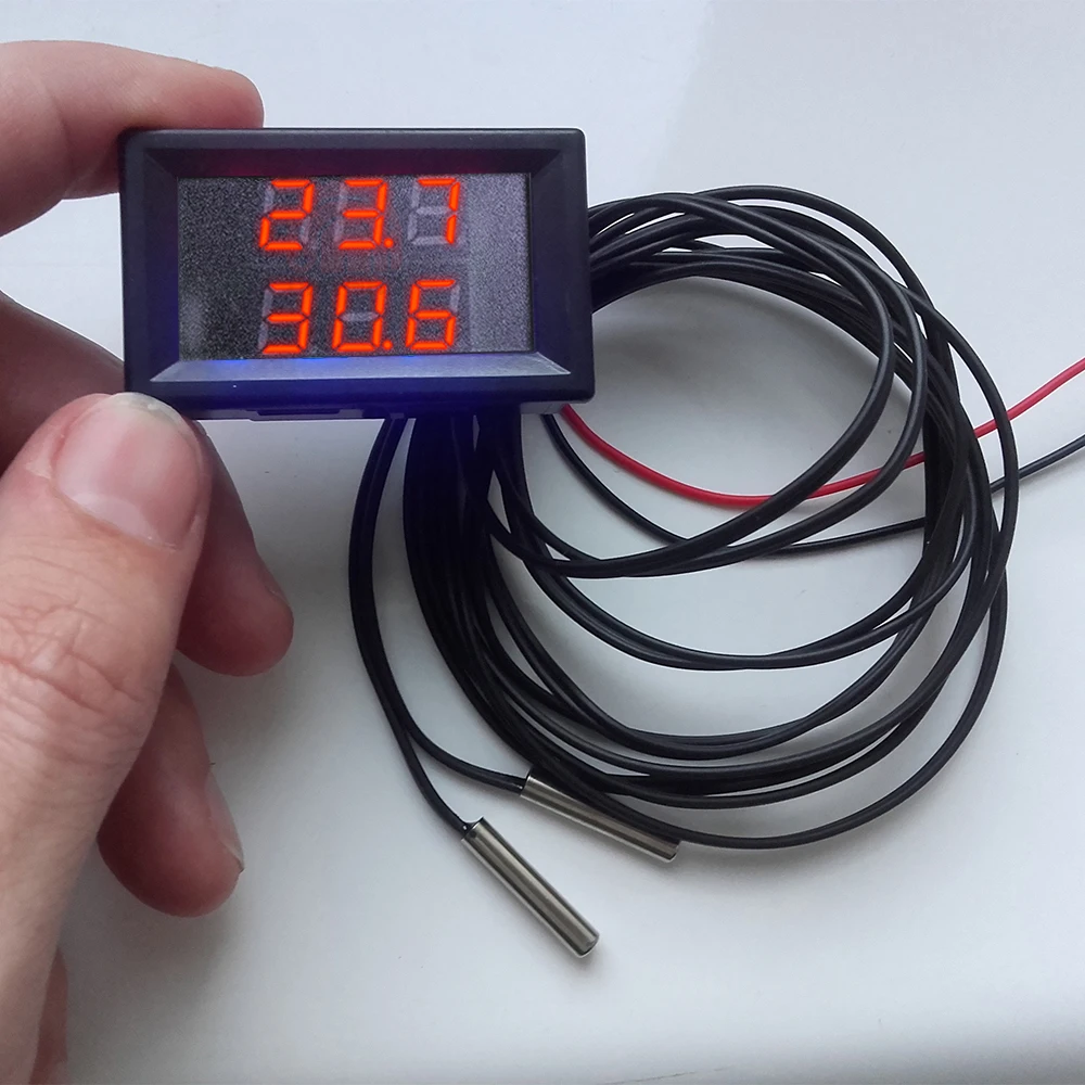 0.28 Inch Dual Digital LED Display Temperature Meter Waterproof NTC ...