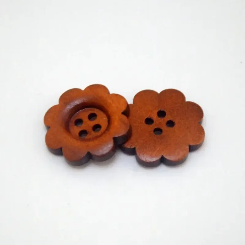 20pcs Wooden Button Lace Shape Flower Sewing Button 25mm 4 Hole DIY ...