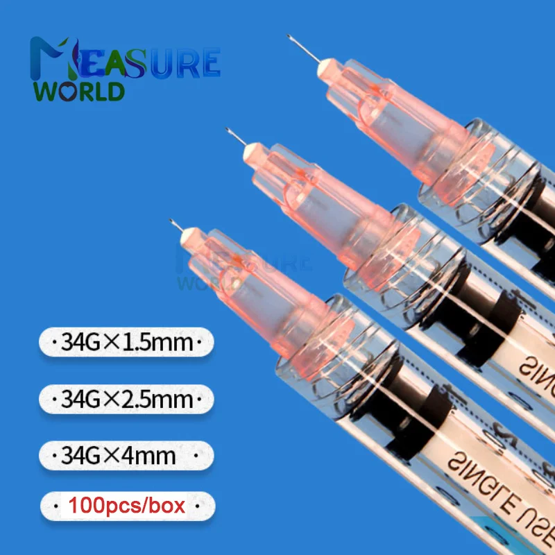 Agujas desechables de 34G, 4mm y 100mm, piezas de herramientas para párpados, irrigador pequeño ...