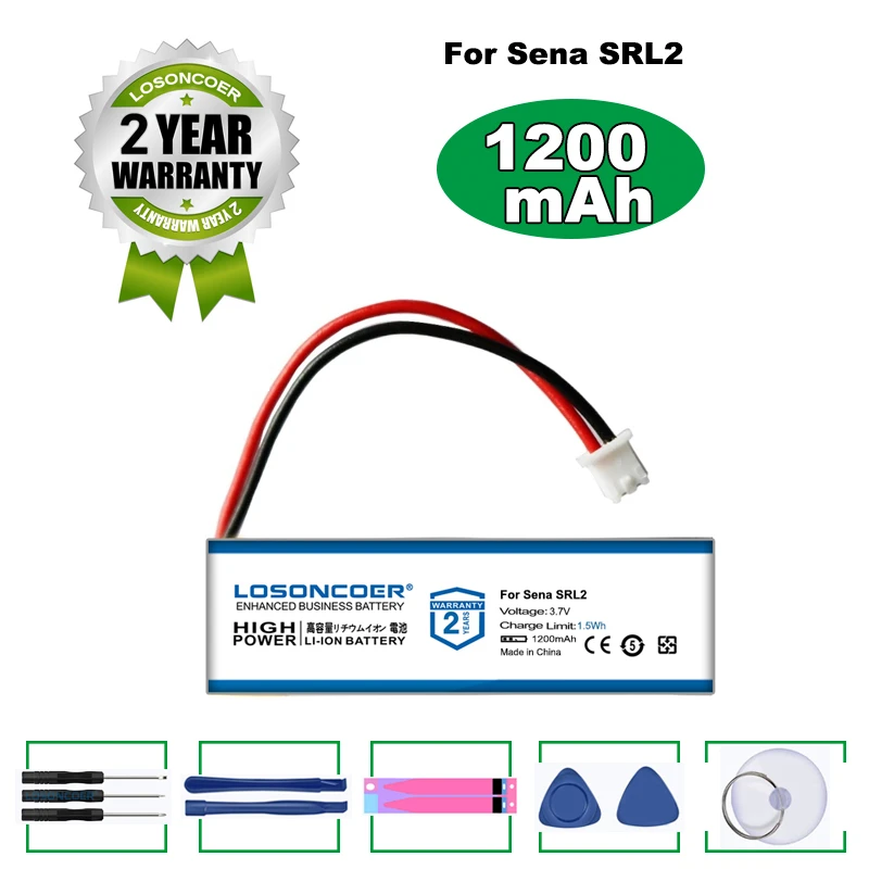 Losoncoer 1200Mah Polymeer Batterij Voor Sena SRL2 Batterij Srl 2 Bluetooth Headset 2 Draad Of 3 ...