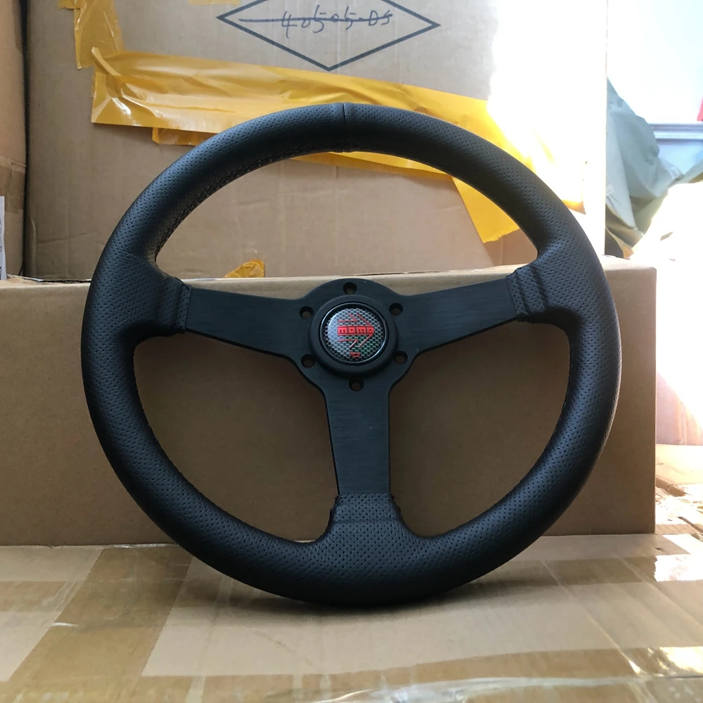Flat-Racing-MOMO-Volante-Couro-Real-Drift-Car-Rally-JDM-Volantes-para ...