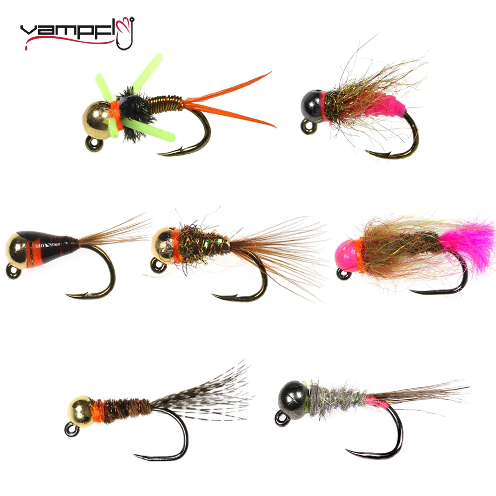 Vampfly 6pcs Tungsten Beadhead Jig Nymphs Flies Euro Nymph Perdigon ...
