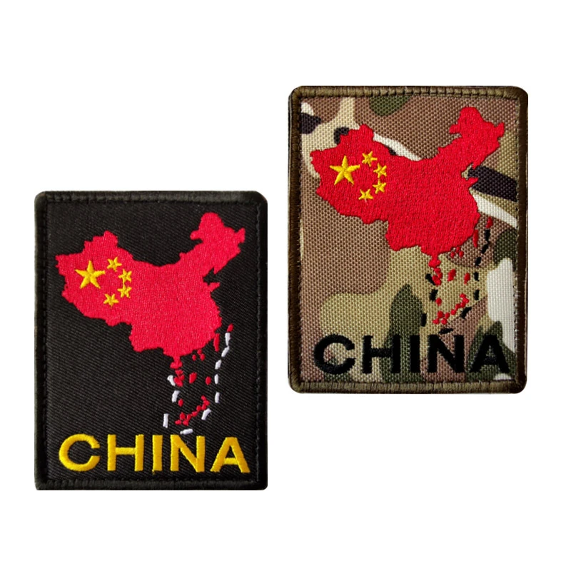 China Map Embroidery Patch Chinese Flag Badge Fight for China Morale ...