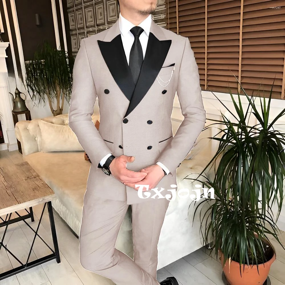 Formal Men Slim Fit Suits Wedding Party Gown Classic Peak Lapel 2 ...