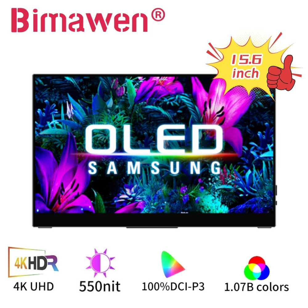 Bimawen 15.6 Inch 4k Oled Touchscreen Portable Monitor With Type-c Hdmi ...