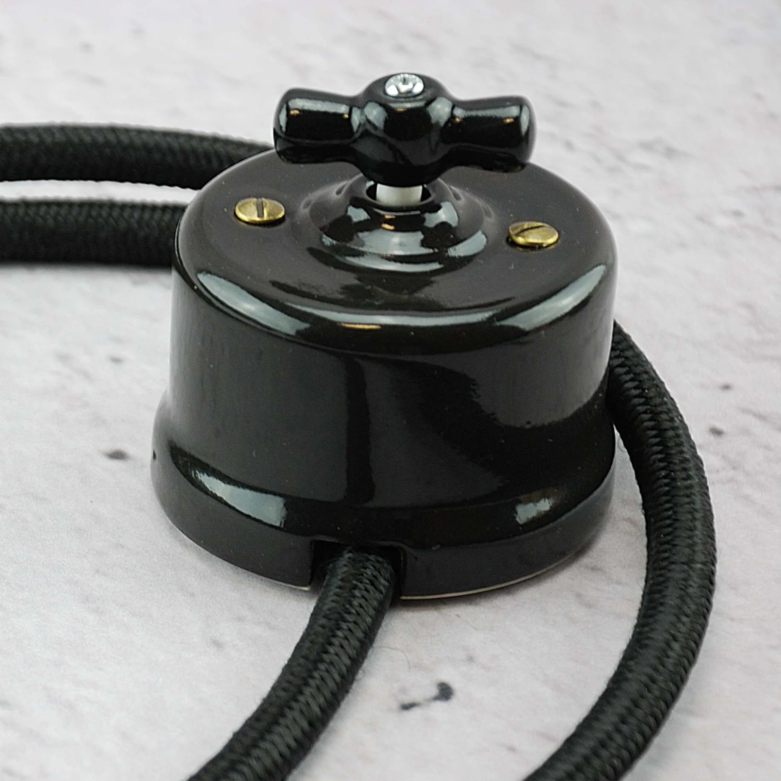 European-Retro-Rotary-Vintage-Porcelain-Black-Light-Switch-Outlet-220V ...