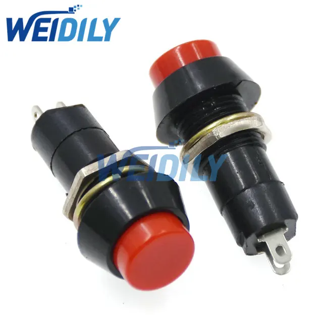5Db 2 Tűs Műanyag 12 Mm-Es Nyomógomb Reteszelő Pillanatnyi Kapcsoló 3A ...