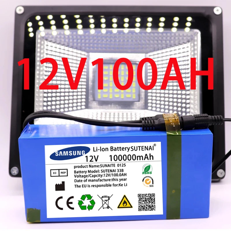100-New-Portable-12v-100000mAh-Lithium-ion-Battery-pack-DC-12-6V50Ah ...