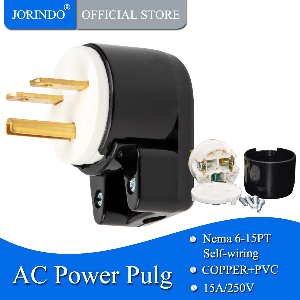 JORINDO-American-Standard-15A-250V-Industrial-Assembly-Plug-3-pin-Bend ...