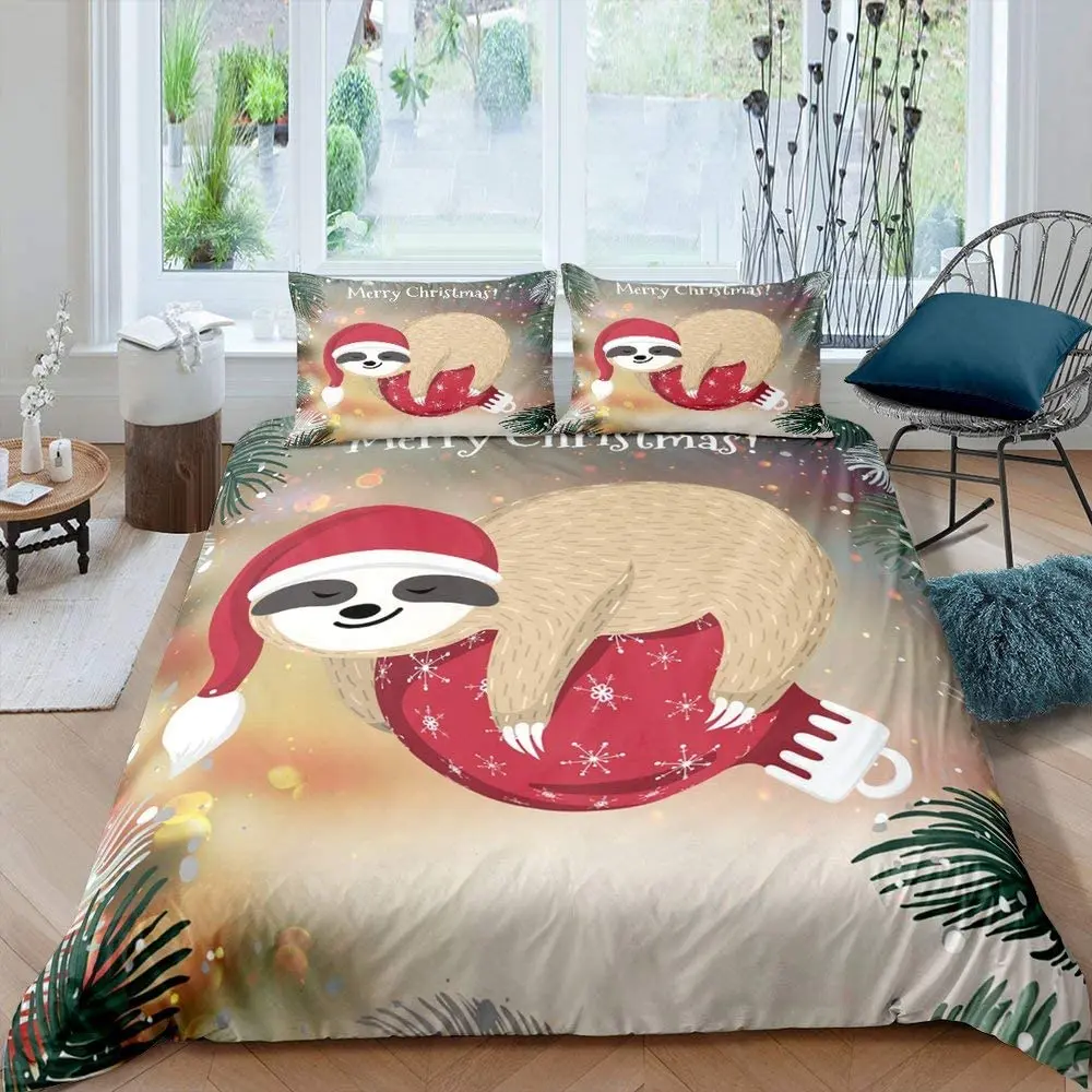 Kids-Sloth-Duvet-Cover-Set-Queen-King-Size-Cute-Animal-Pattern ...
