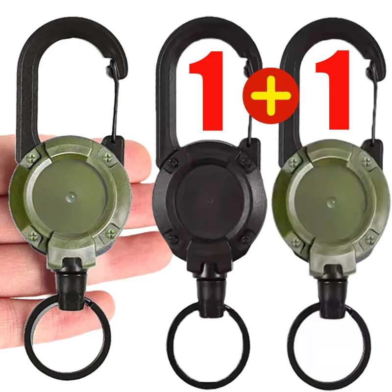 1/2pcs Heavy Duty Retractable Pull Badges ID Reel Carabiner Key Chain ...
