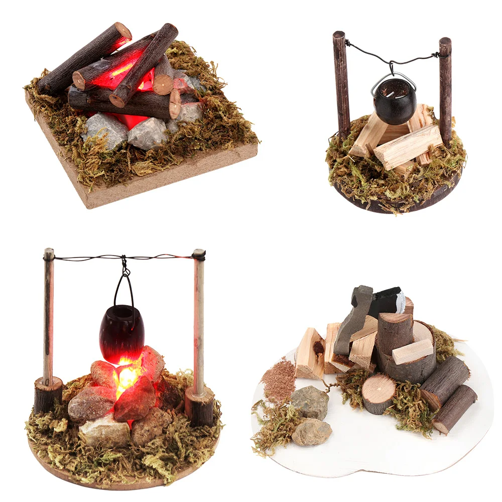 1-12-Scale-Dollhouse-Miniatures-Bonfire-Campfire-Villa-Scene-Model ...