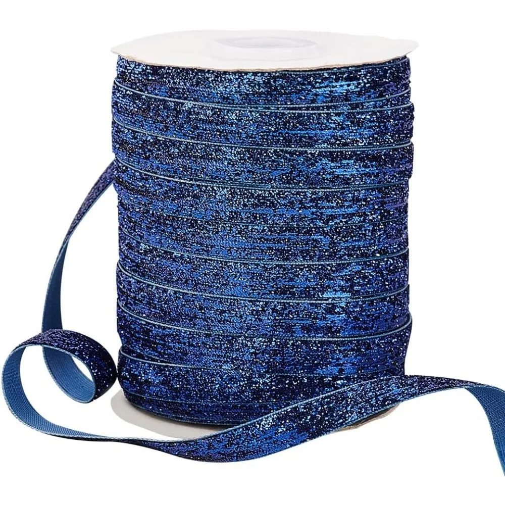 50-Yards-Metallic-Glitter-Ribbon-3-8-10mm-Medium-Blue-Sparkle-Ribbon ...