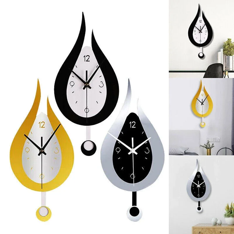 Water-Drop-Wall-Clock-Modern-Minimalist-Acrylic-Pendulum-Wall-Hanging ...