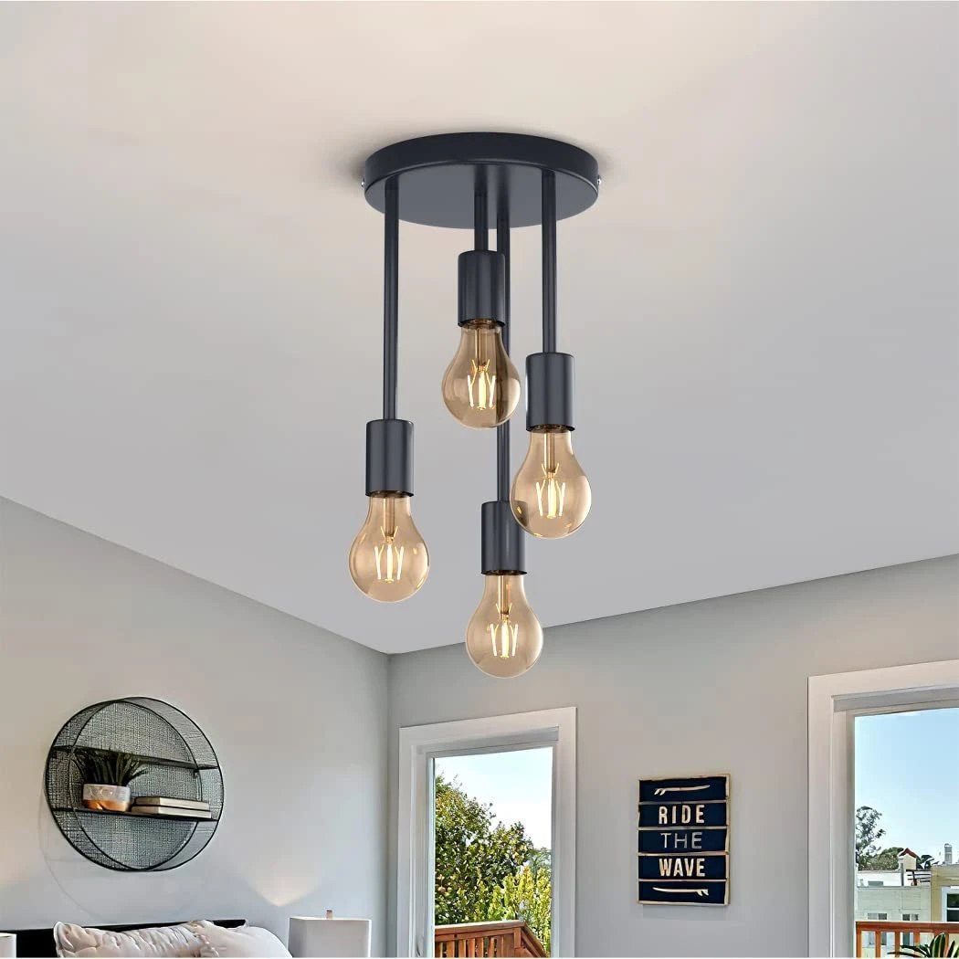 XCLuuHY Ceiling Light Fixture Retro Vintage Ceiling Lamp Black Metal ...