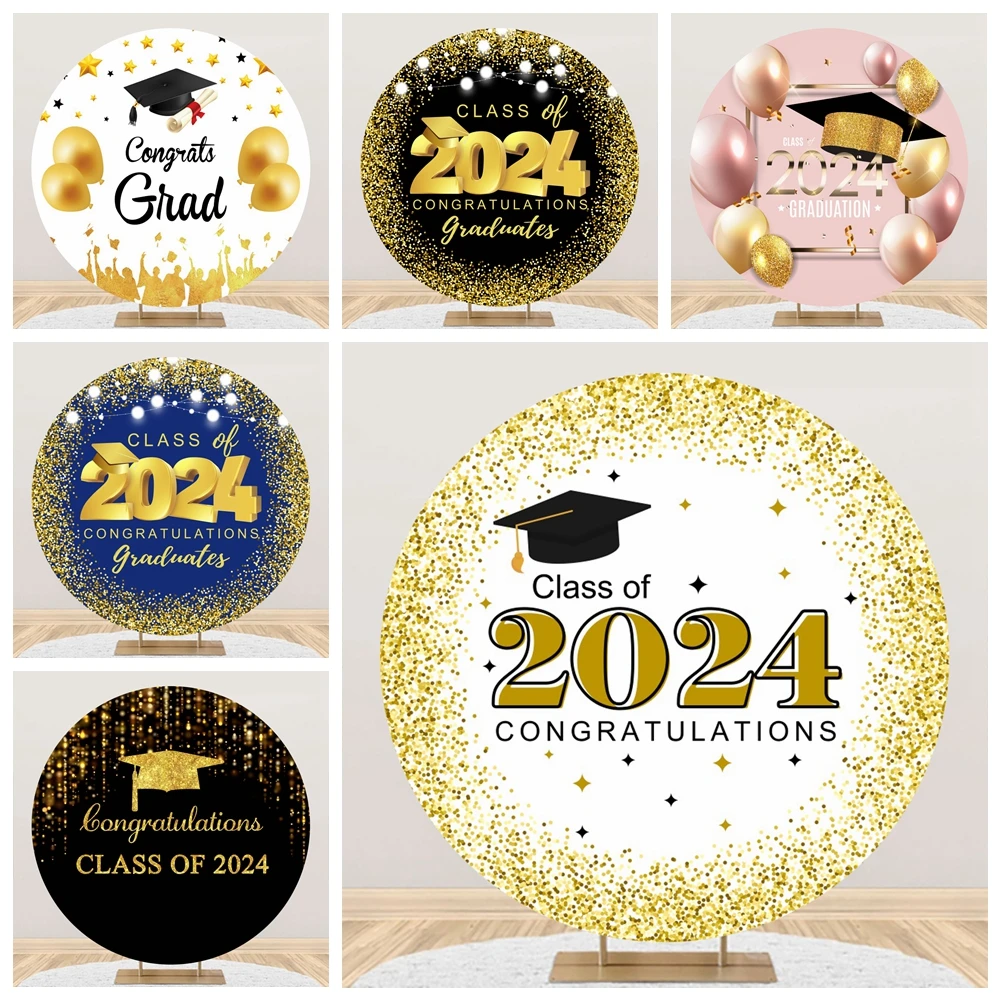 Happy Graduation Round Backdrop Cover Class of 2024 Congrats Grad Prom ...