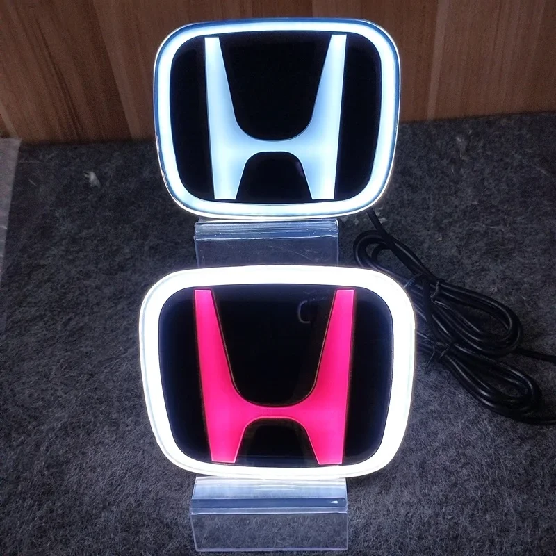 for Honda PMMA LED Car Front Emblem Sticker Rear Trunk Light Badge ...