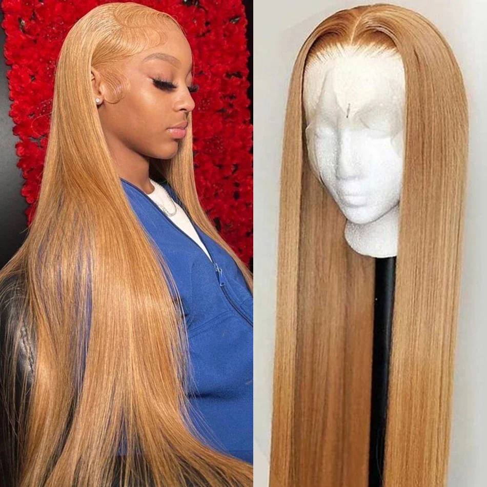 27-Pelucas-frontales-de-cabello-humano-de-color-rubio-miel-peluca-de ...