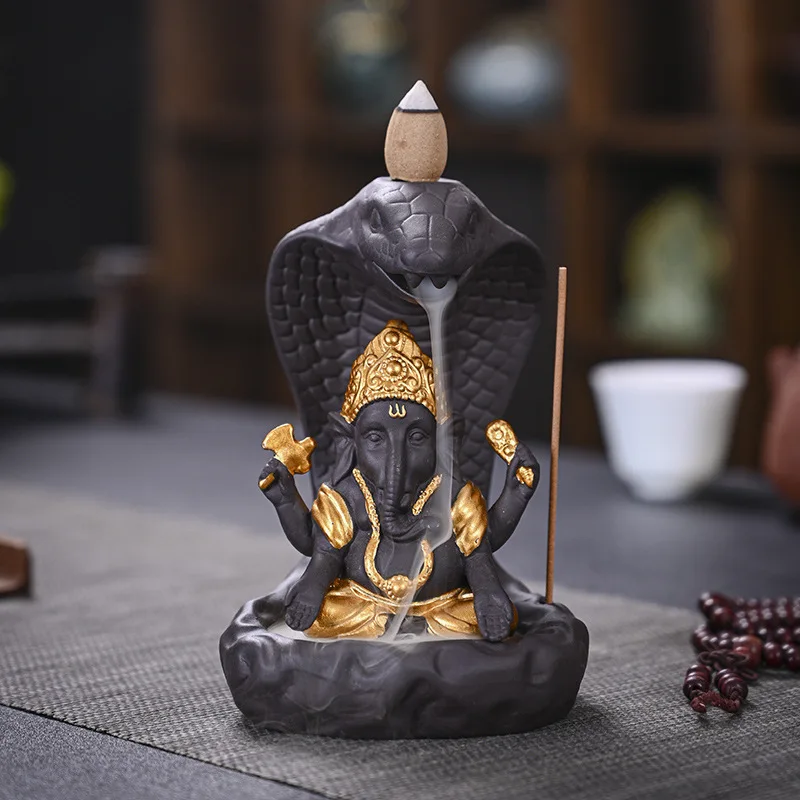 Snake-God-Elephant-Head-God-Ganesha-Reflux-Incense-Burner-Decoration ...