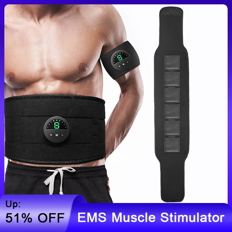 Electric Abdominal EMS Muscle Stimulator Body Slimming Belt Belly Fat ...
