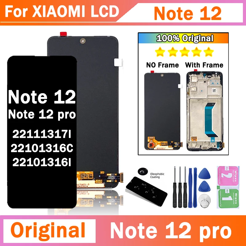 Amoled Original Para Xiaomi Redmi Note 12 4G/Note 12 5G Tela LCD Touch Panel Digitador Para ...