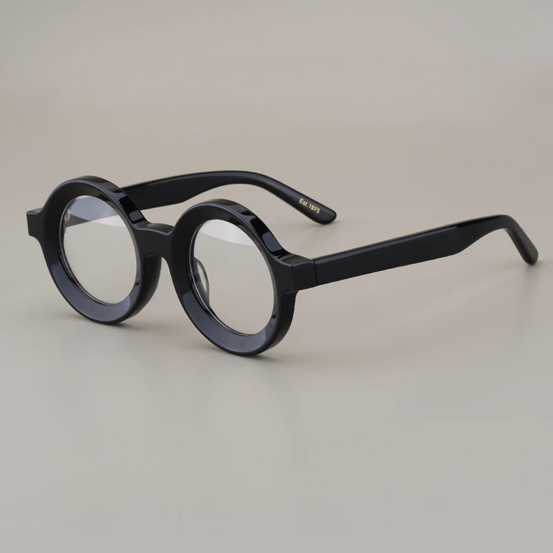 Large-Size-Quality-Handmade-Thick-Acetate-Vintage-Round-Glasses-Frame ...