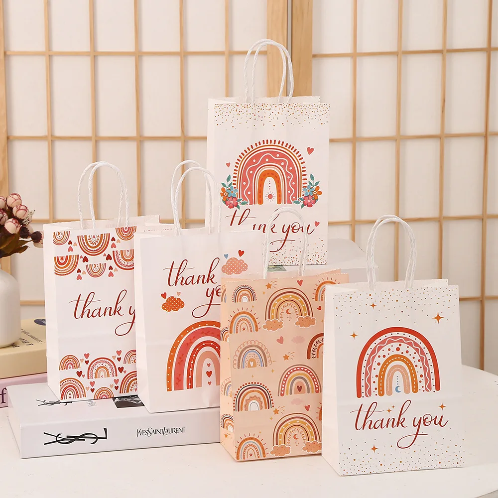 Stobag-Rainbow-Thank-You-Gift-Bags-Reusable-Kraft-Paper-Totes-for ...
