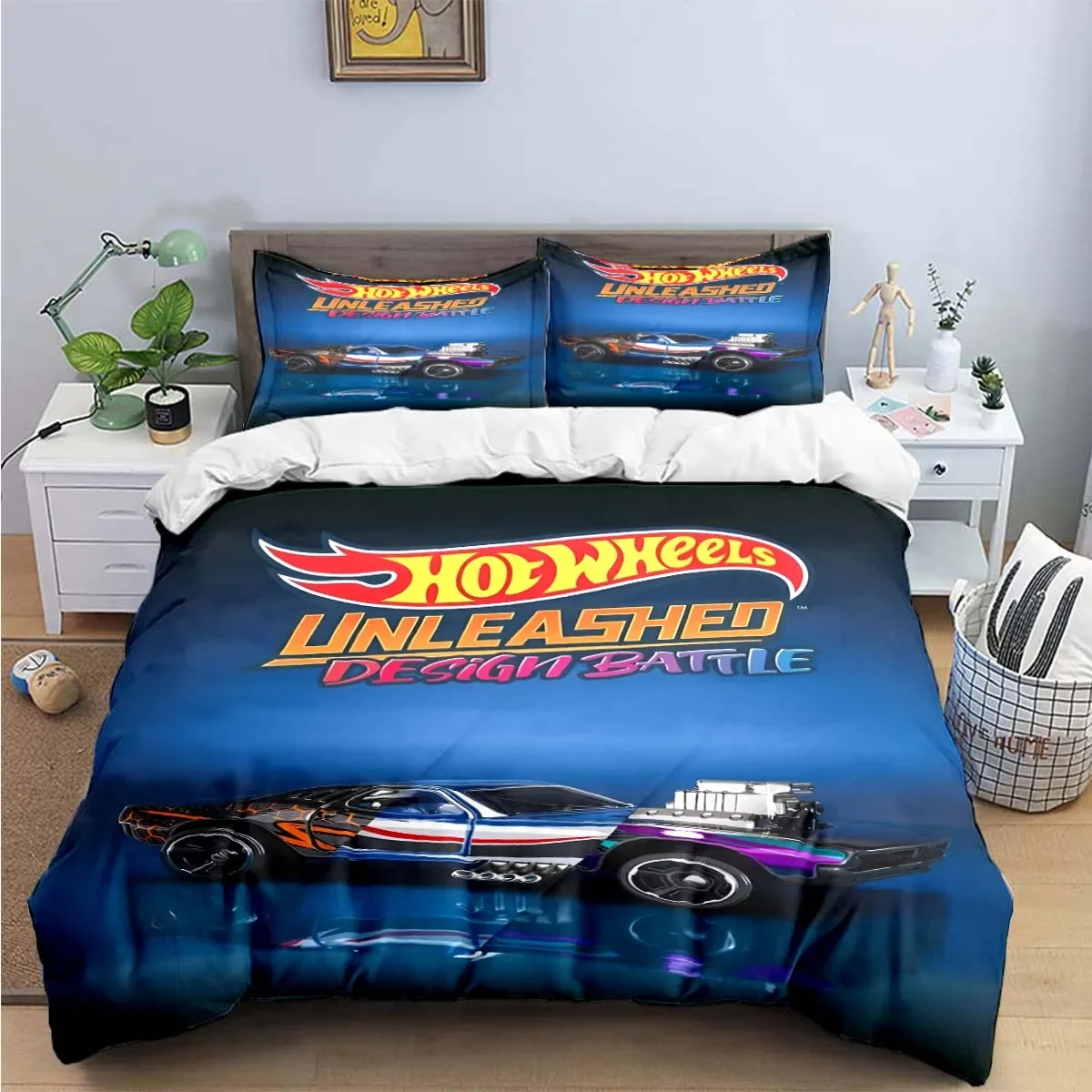 3D Fashion Cartoon Hot W-Wheels Print Bedding Sets Bed Supplies Set ...