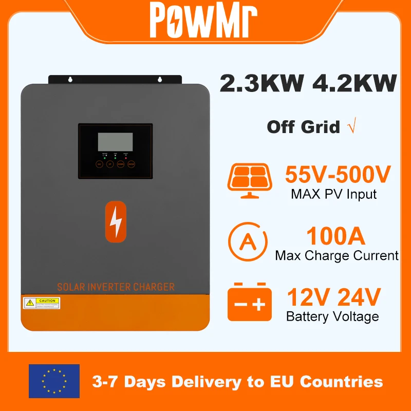 PowMr 4.2KW Hybrid Solar Inverter 12V 24V 220V Off Grid Pure Sine ...