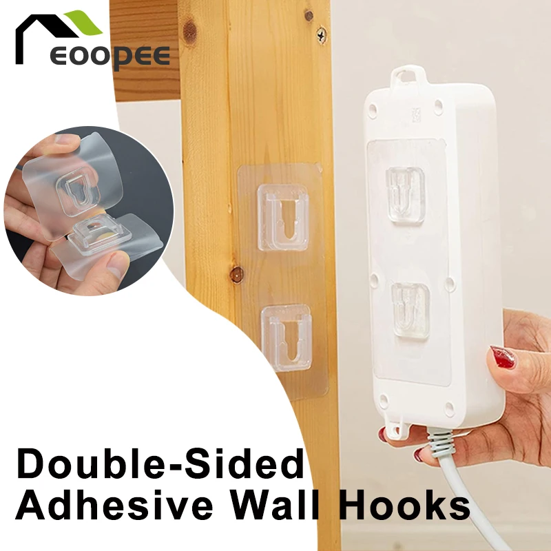 Double-Sided-Adhesive-Wall-Hook-Multi-Purpose-Transparent-Hooks-Suction ...