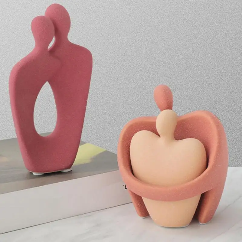 Ceramic-Character-Statues-Abstract-Characters-Couple-Ornaments-Frosted ...