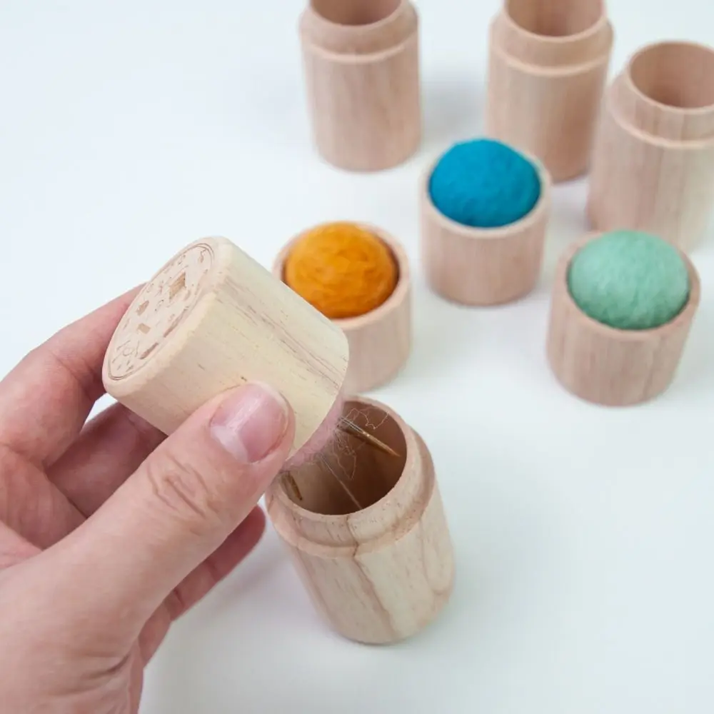 Stitching Pins Sewing Needle Cylinder Box Woode Pin Cushion Needles ...