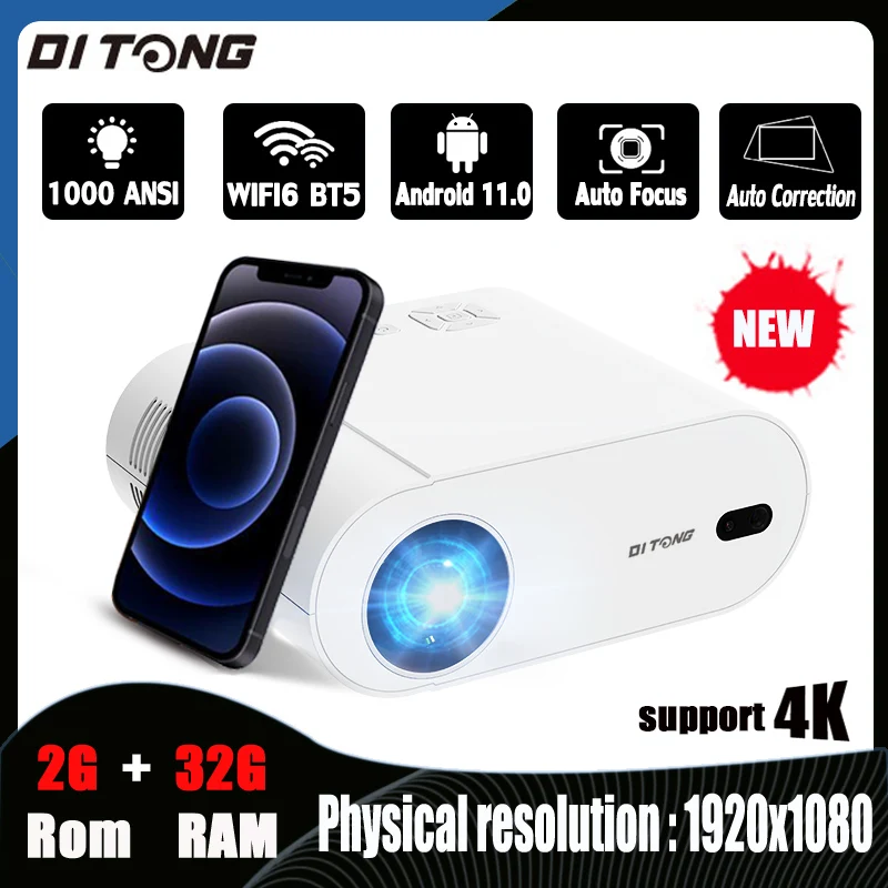 DITONG-Projector-4K-Android-with-Dual-WiFi-6-and-Bluetooth-Auto ...