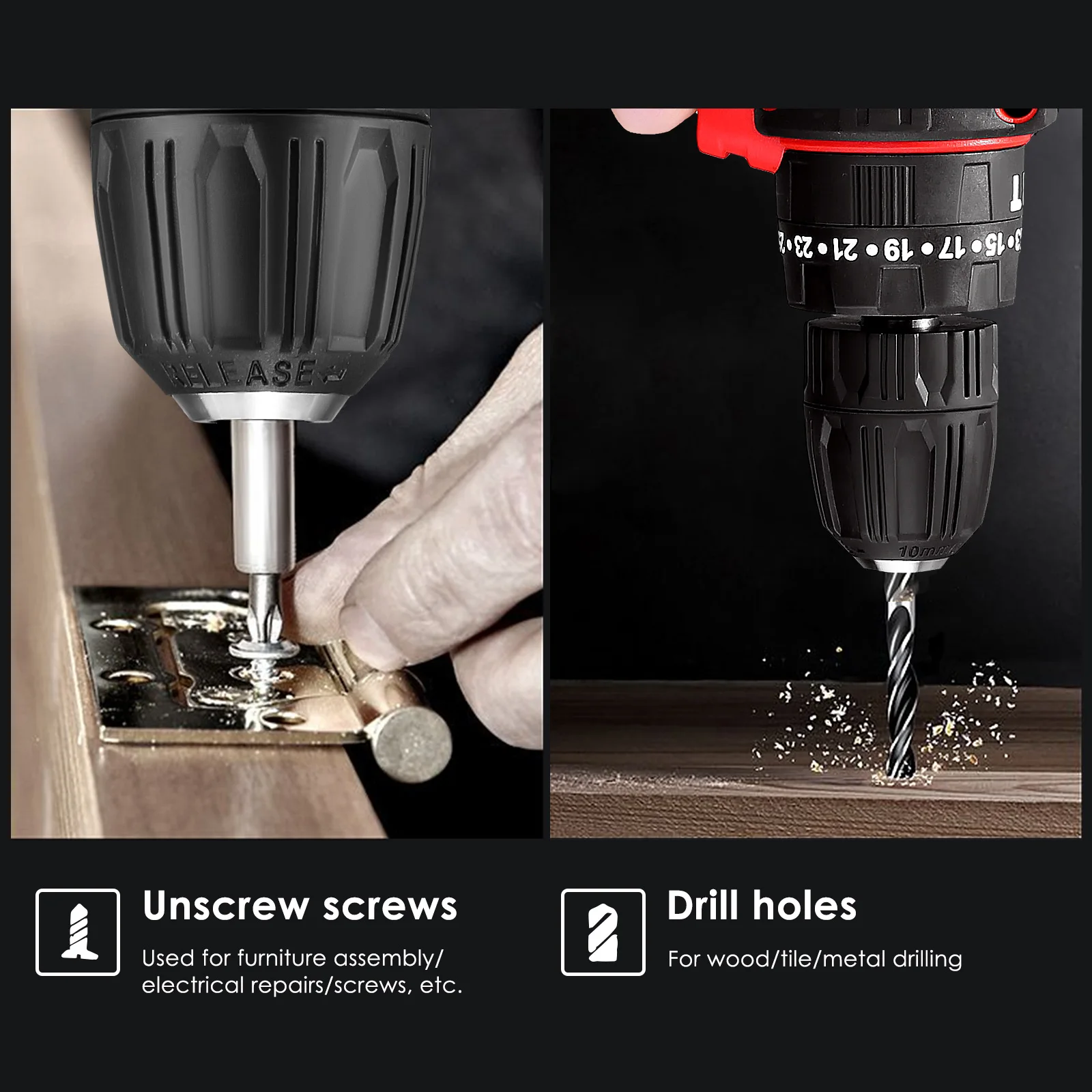 36V 1 Batterie - Perceuse électrique sans fil à percussion, Outils électriques, Perceuses sans ...