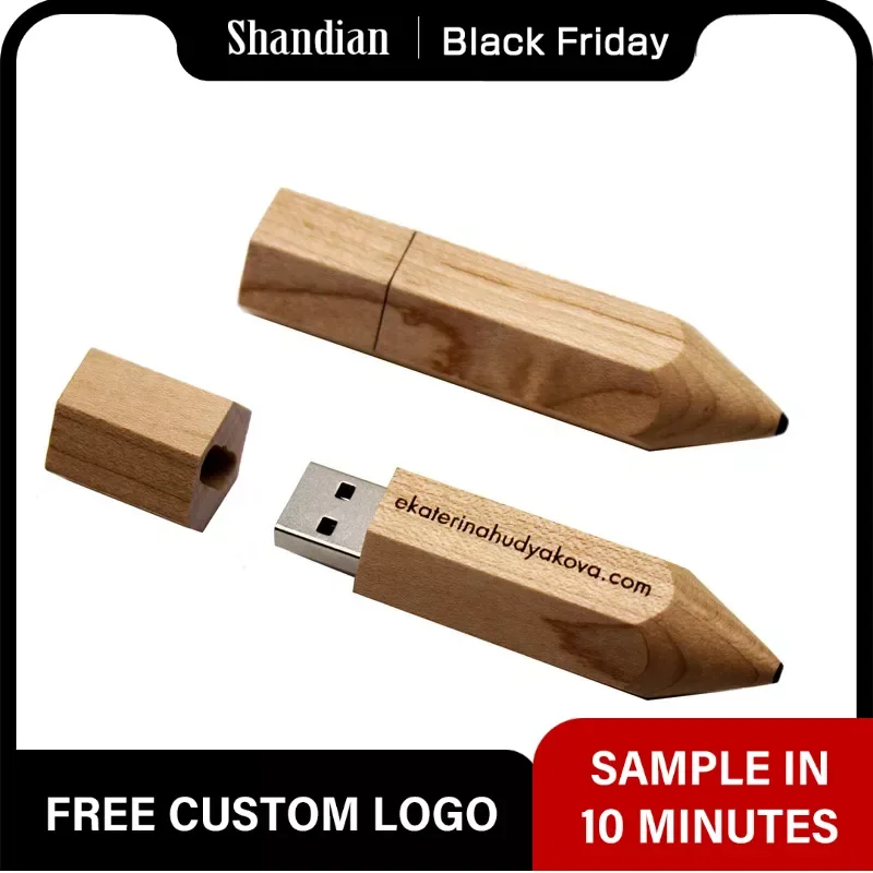 Wooden-Pencil-USB-Flash-Drives-Free-Custom-Logo-Pen-Drive-Maple-Wood ...