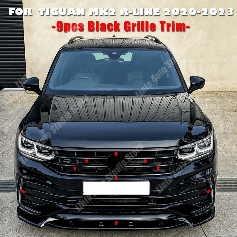 For Volkswagen Tiguan MK2 2020-2023 R-Line Facelift 9Psc Front Bumper ...