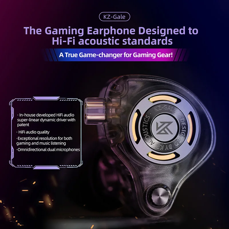 KZ Gale Cable extraíble Alta calidad Dinámica Alta temperatura Hifi In ...